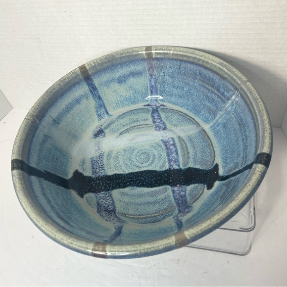 Dining | Vtg Studio Art Pottery Serving Mixing Bowl Drip Glaze Signed ...